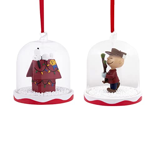 Hallmark Peanuts Charlie Brown and Snoopy Snow Globe Christmas Ornaments, Set of 2 (0003HCM1089)