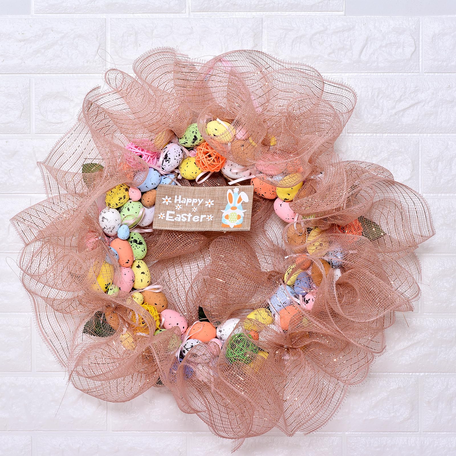 YAMA Deco Mesh Ribbon with Metallic Foil, 10 inch x 30 feet, for Christmas, Wreath, DIY Crafts and Home Decoration, Tan