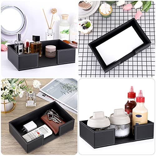 Sumnacon Rectangle Napkin Holder for Dinner Table Kitchen Contertop, Stylish Leather Guest Towel Holder for Bathroom Vanity, Decorative Basket for Tissue Paper Hand Towel Storage, Brown Flower