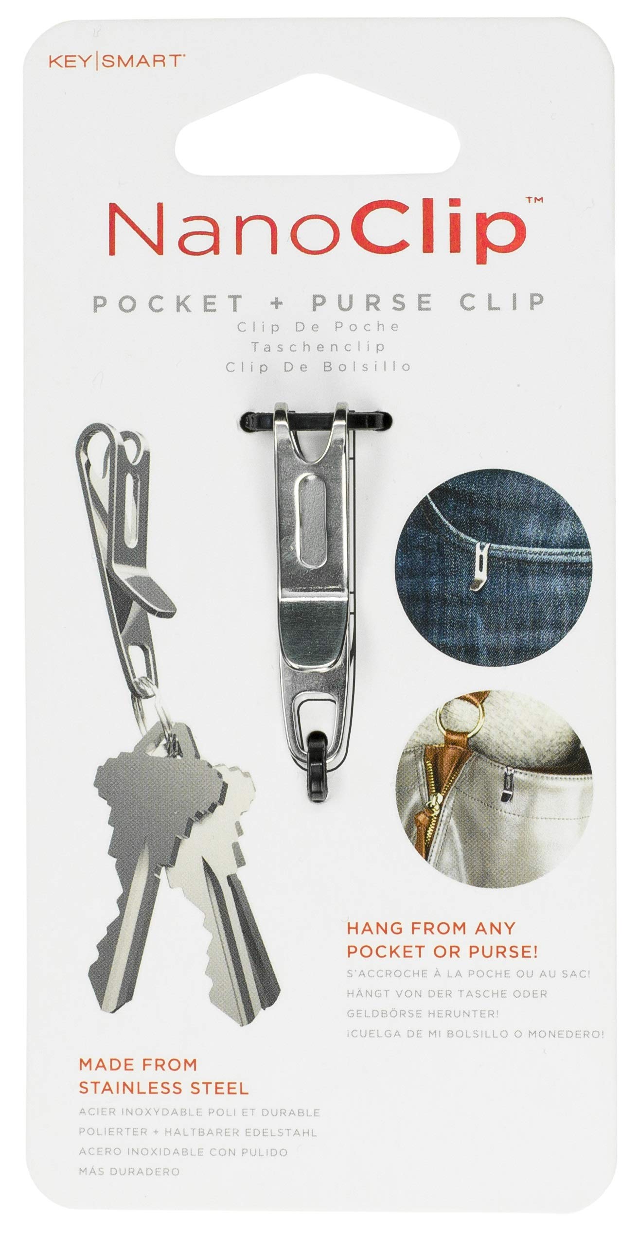 KeySmart Nano Clip - Pocket Clip Key Ring Holder - Secure Your Key Chain, Eliminates Pocket Bulge (1 Pack)