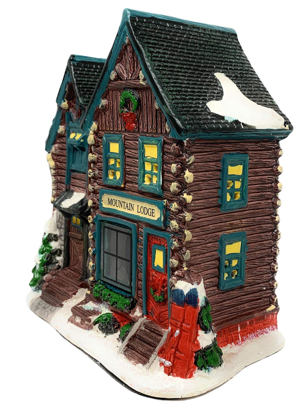 Nt Home Porcelain Christmas Holiday Village Lighted Mountain Lodge