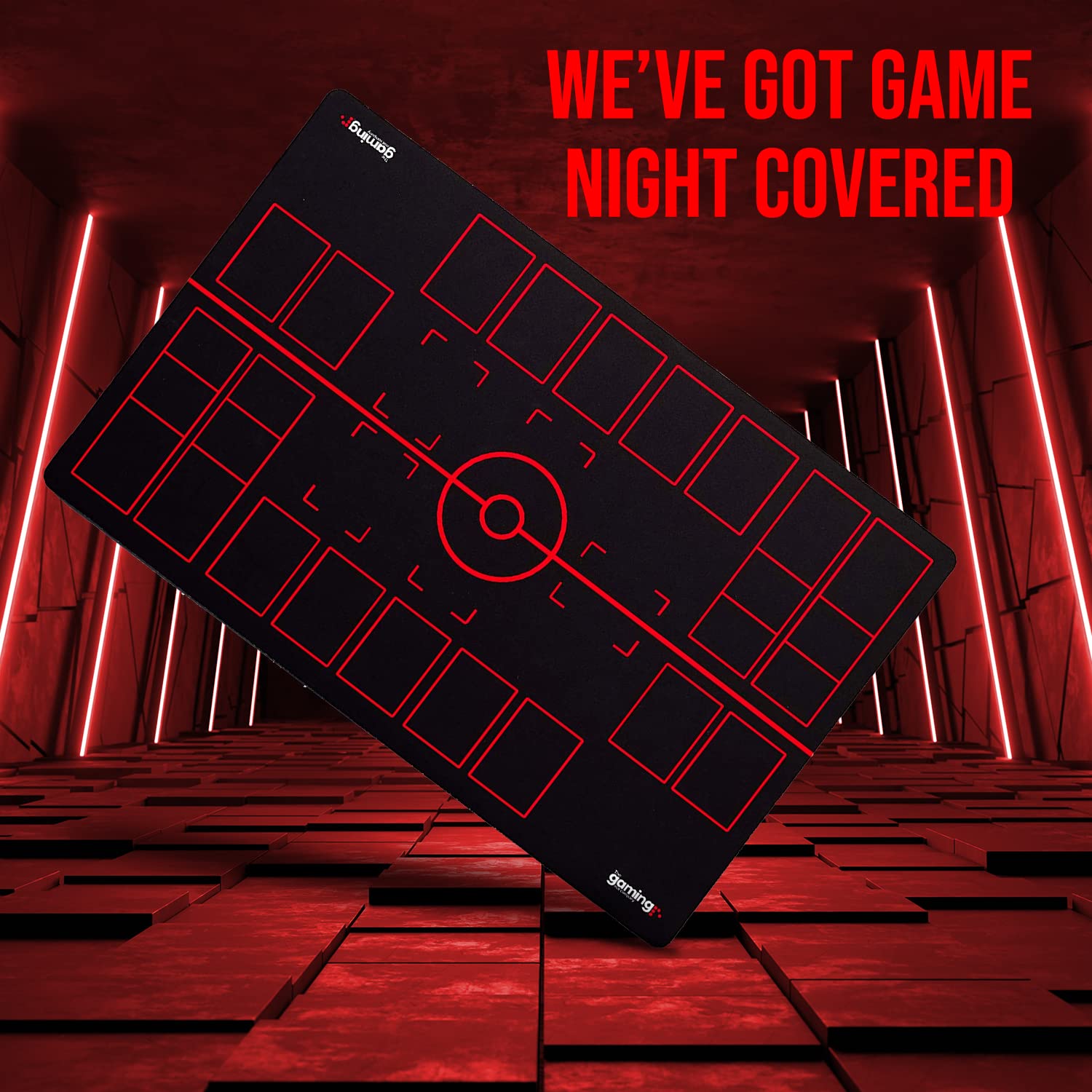 The Gaming Mat Company 2 Player Compatible Pokemon Playmat for Pokemon Cards- 28" x 18" x 0.16" Black & Red Battle Mat Stadium Board & Carry Case/Tube