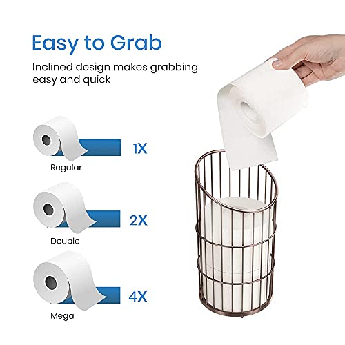 Toilet Paper Storage Holder Stand for Spare Bathroom Tissue Mega Rolls-Bronze