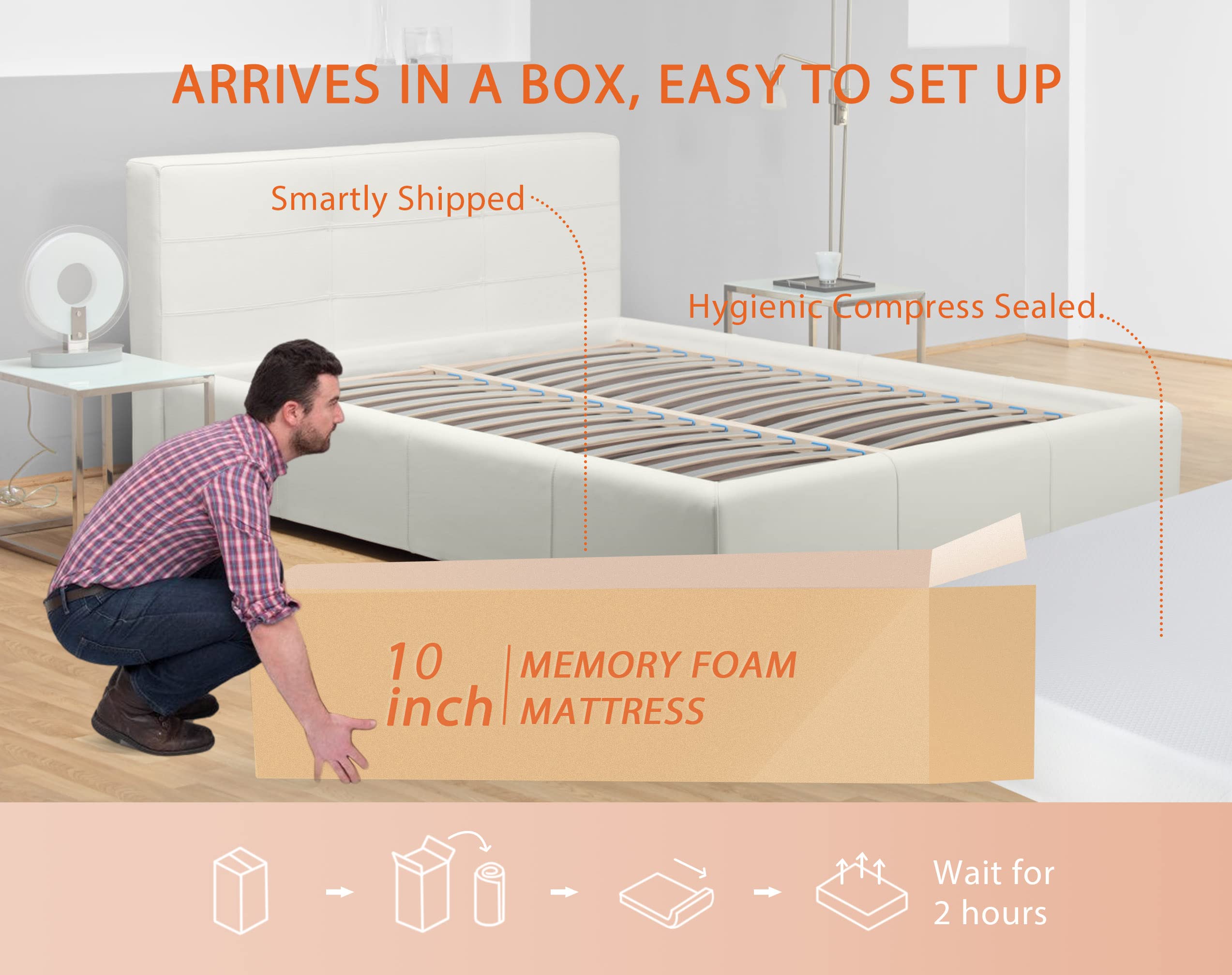 MKDLUFEI 10 Inch Gel King Size Mattress Medium Firm Memory Foam Mattress CertiPUR-US Certified King Mattress for Cool Sleep & Pressure Relief,Bed in a Box