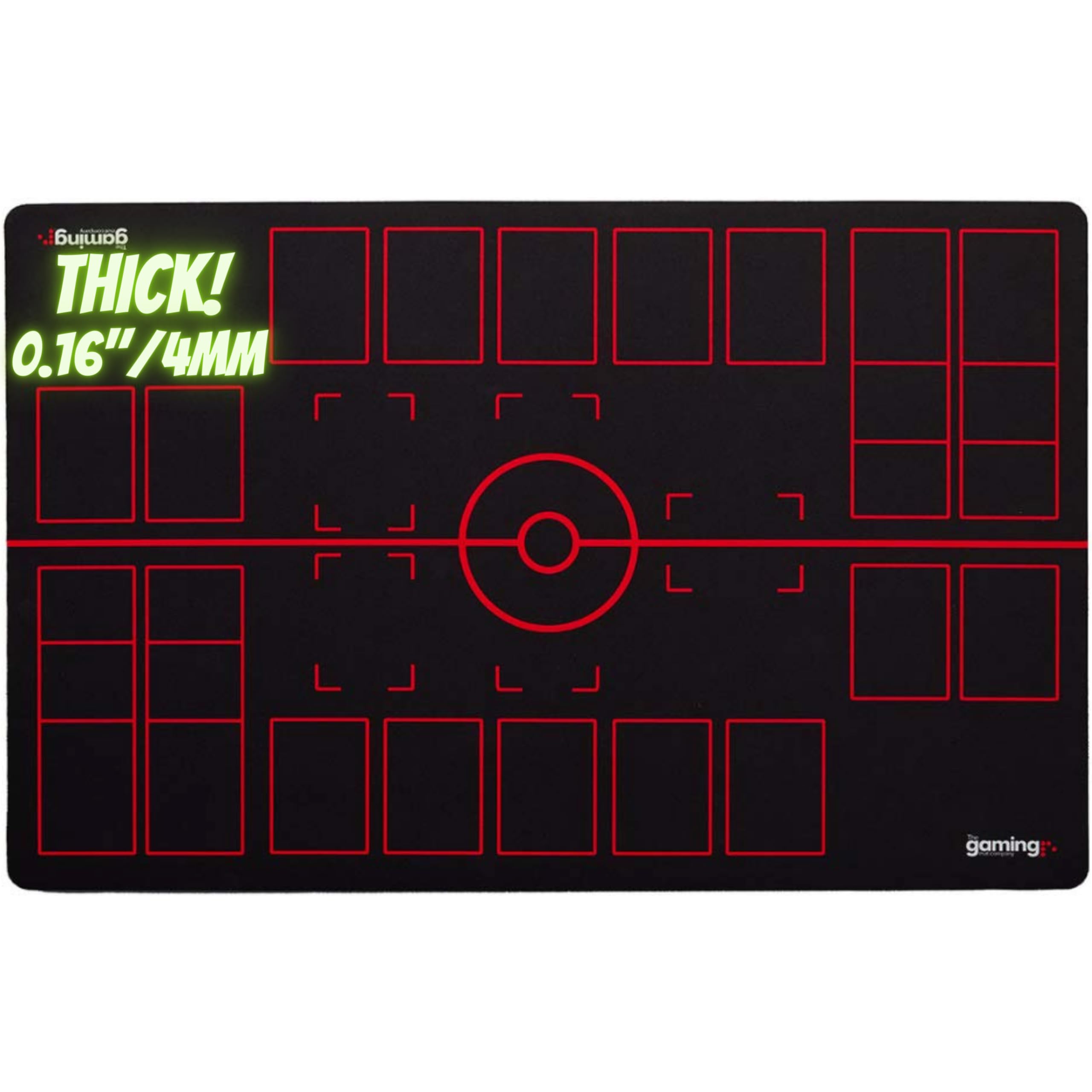The Gaming Mat Company 2 Player Compatible Pokemon Playmat for Pokemon Cards- 28" x 18" x 0.16" Black & Red Battle Mat Stadium Board & Carry Case/Tube
