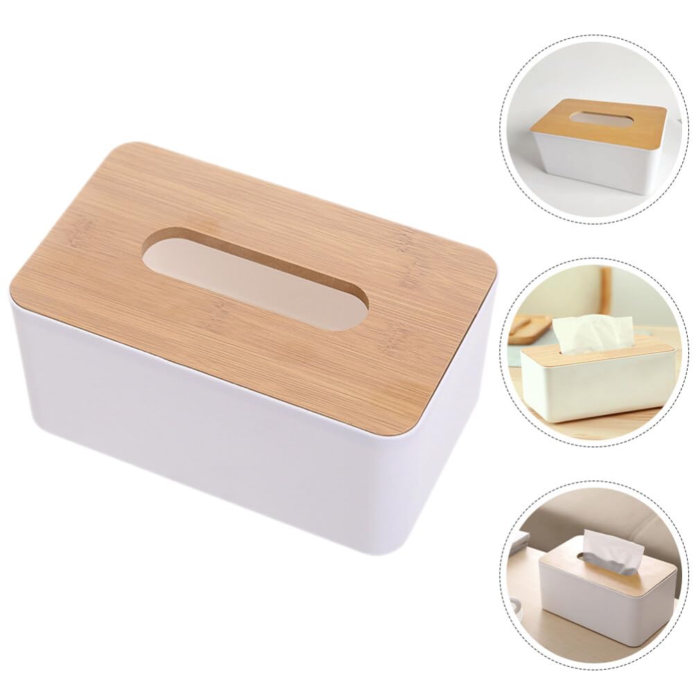 Alipis Bamboo Tissue Box Cover Holder Facial Tissue Dispenser Box Rectangle Paper Tissue Napkin Holder for Bathroom Kitchen Home Countertop