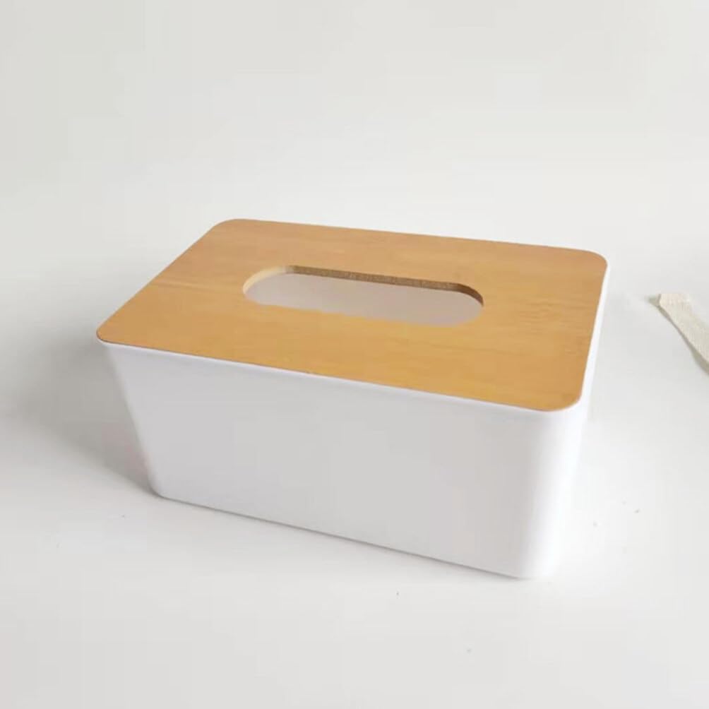 Alipis Bamboo Tissue Box Cover Holder Facial Tissue Dispenser Box Rectangle Paper Tissue Napkin Holder for Bathroom Kitchen Home Countertop