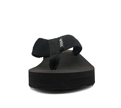 Soda SKILL ~ Women Fashion Light weight Wedge Flip Flop Fashion Thong Sandals (Black, numeric_11)