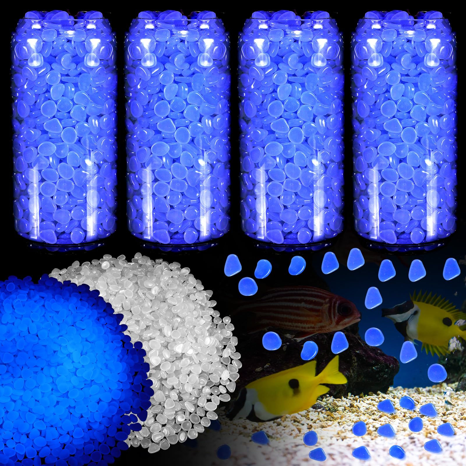 Sasylvia 12000 Pcs Glow in The Dark Rocks Glow in The Dark Stones Glowing Rocks for Garden Outdoor Glowing Fish Tank Pebbles Luminous Stone for Outdoor Yard Patio Aquarium Landscaping (White)
