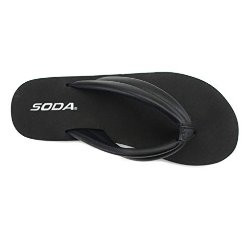 Soda NINI ~ Women Fashion Light weight Wedge Flip Flop Fashion Puffy Thong Sandals (Black, numeric_10)