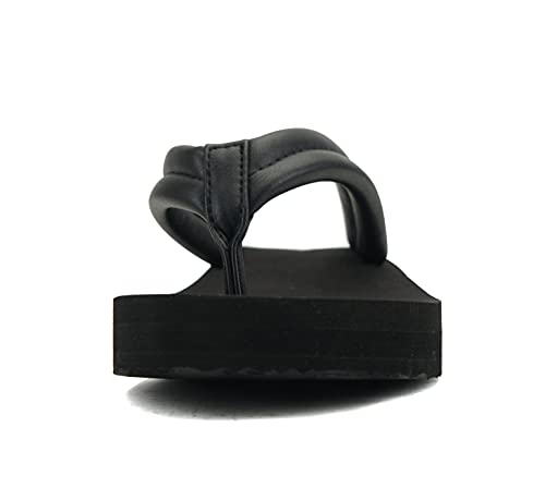 Soda NINI ~ Women Fashion Light weight Wedge Flip Flop Fashion Puffy Thong Sandals (Black, numeric_10)