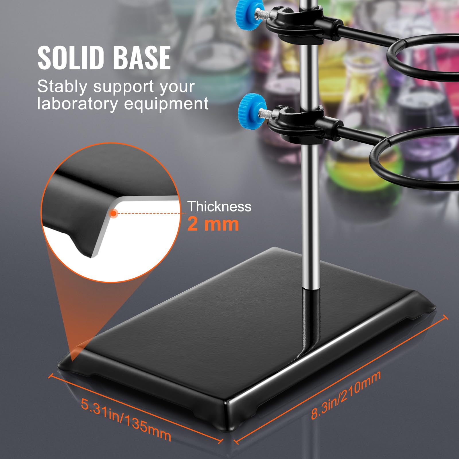 VEVOR Laboratory Grade Metalware Set - Support Stand Premium Iron Material Laboratory Stand Support Lab Clamp Flask Clamp Condenser Stand 60cm