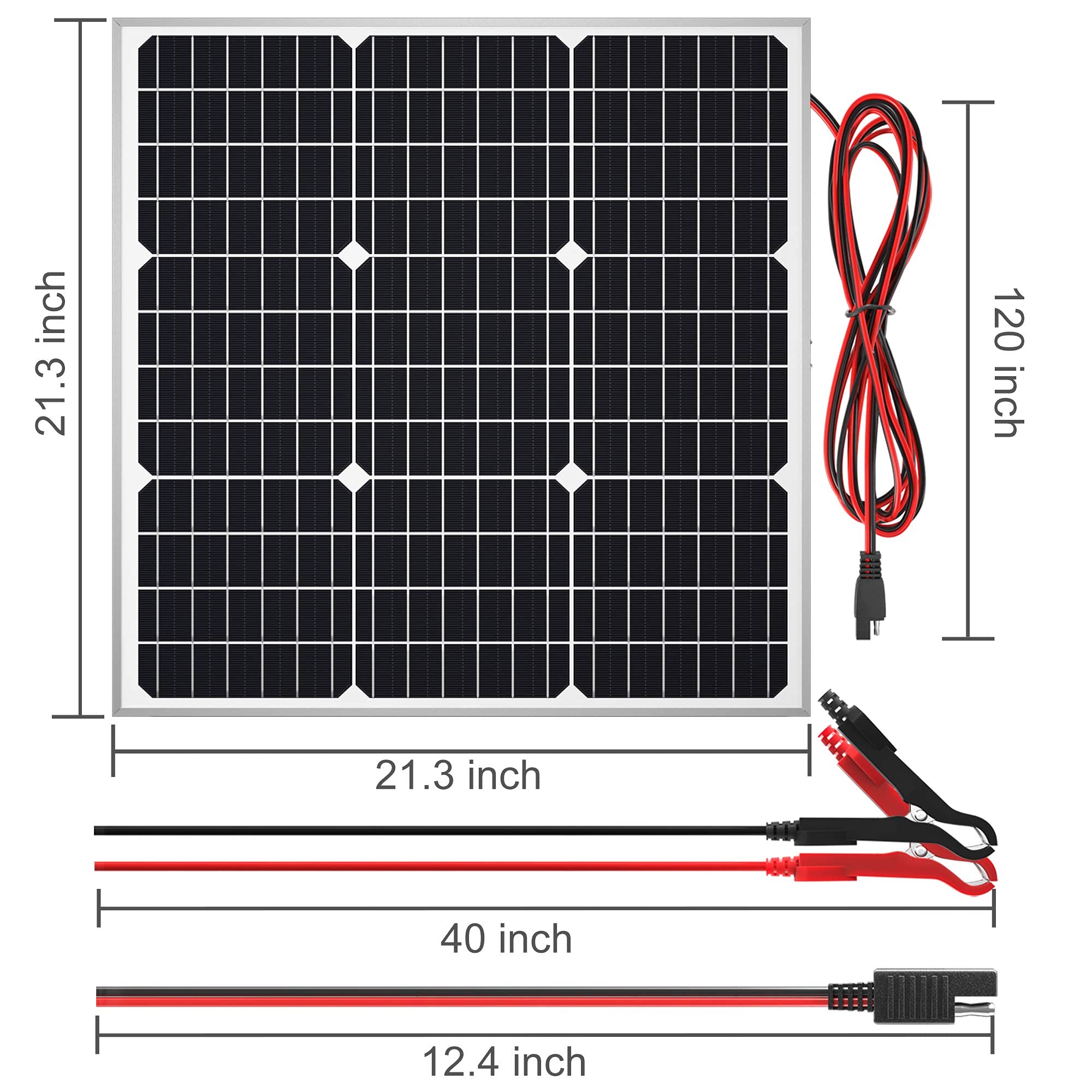 SOLPERK Solar Panel Kit 50W 12V, Solar Battery Trickle Charger Maintainer with Upgrade Waterproof Controller for Boat Car RV Motorcycle Marine Automotive (Without Mounting Bracket)