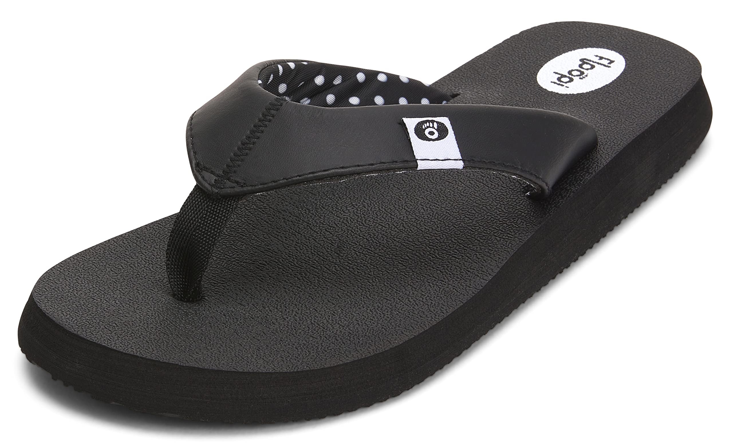 Floopi Womens Yoga Comfort Sponge Thong Flip Flop Sandals (8, Black-518)
