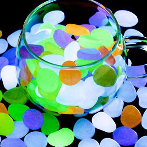 Hopwin Glow in The Dark Pebbles, Decorative Luminous Stones Rocks for Aquariums Decoration, Walkways, Gardens, Driveways or Houseplants, Glow Rocks for Family (Multicolor 10)