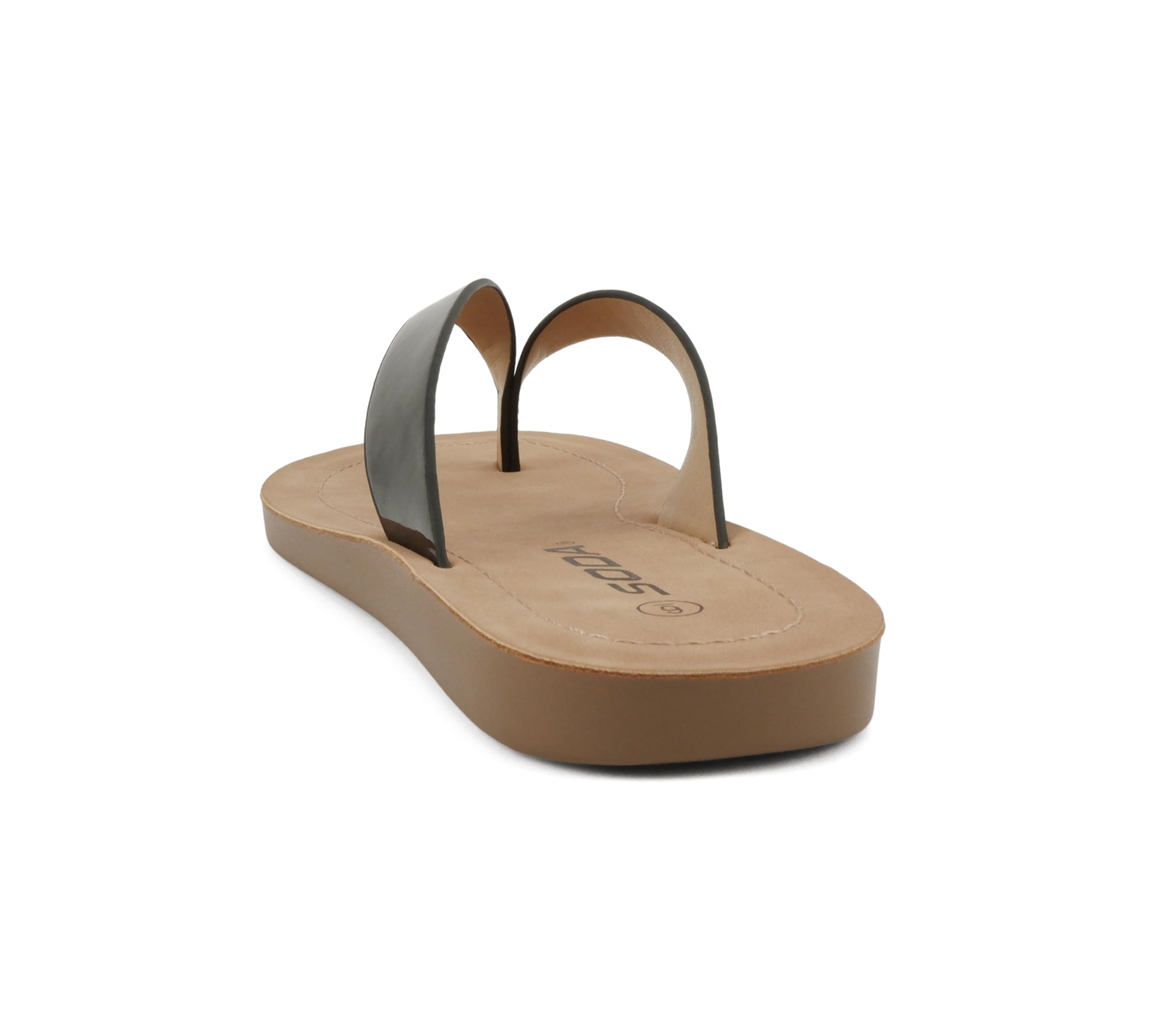 Soda Shoes Women Flip Flops Basic Plain Slippers Thongs Sandals Strap Casual Beach ELLA-S Black Patent 7