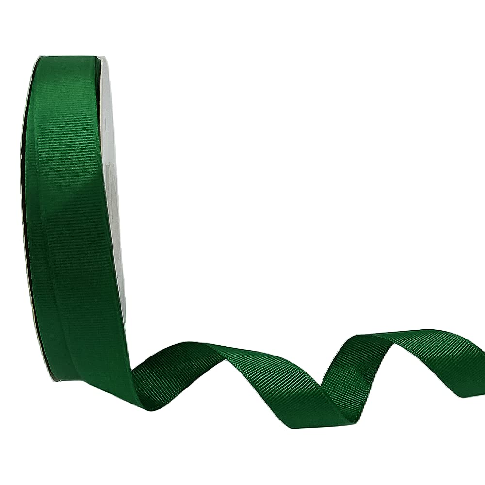 Abbaoww 1/2 Inch 50 Yards Solid Forest Green Grosgrain Ribbon Striped Ribbon for Wedding Decor Gift Wrapping DIY Projects