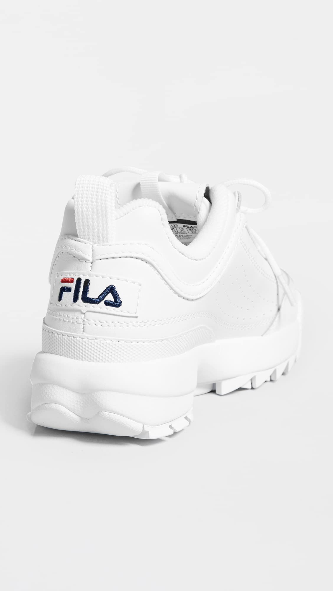 Fila Women's Disruptor II Premium Comfortable Sneakers, White/Navy/Red, 8