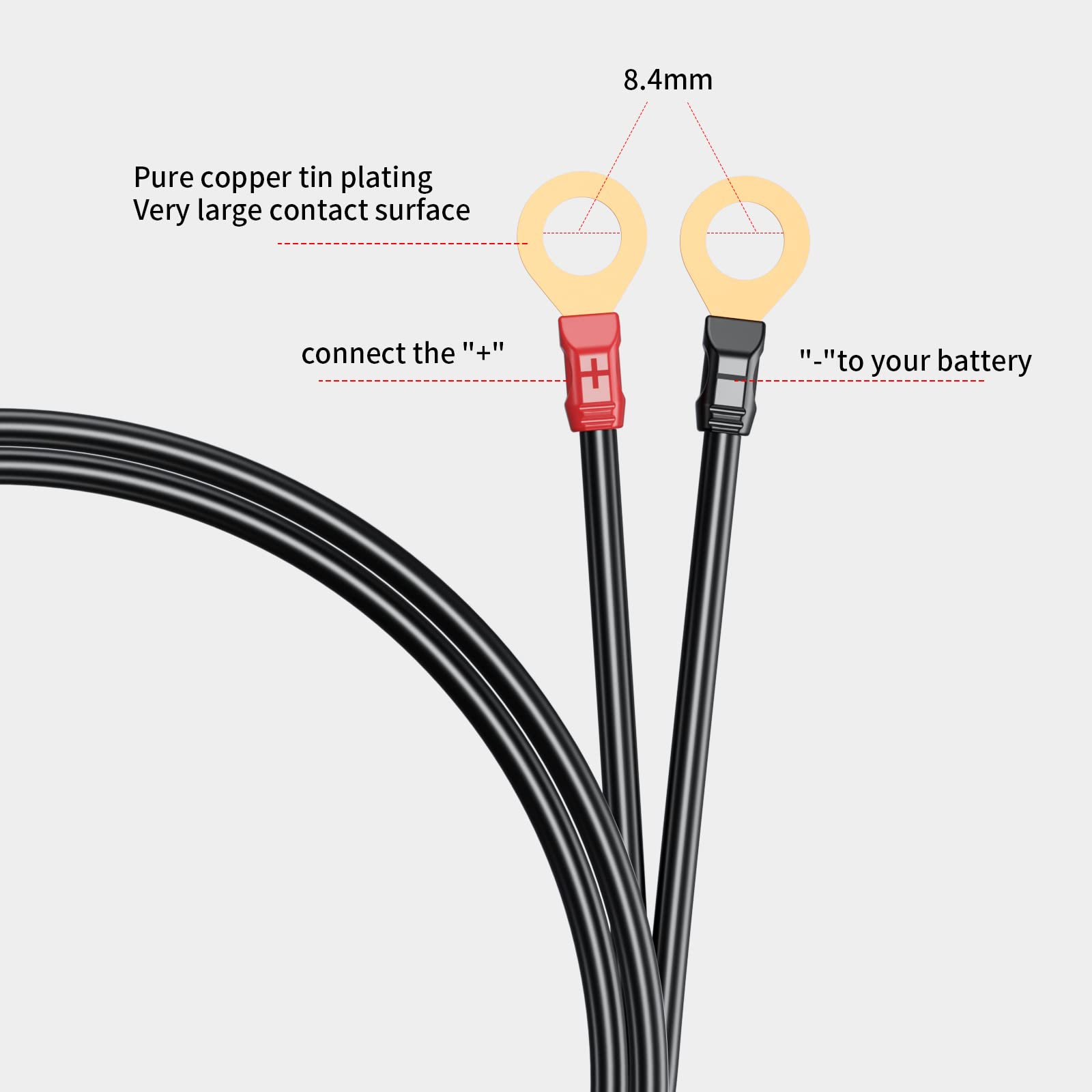 Kewig Motorcycle Solar SAE Quick Disconnect Extension Cable Adapter - 6FT SAE to O Ring Terminal Harness Quick Disconnect with 10A Fuse 2 Pin Plugs for Tractor, Motorcycle, Trucks, Cars, RV (2pcs)