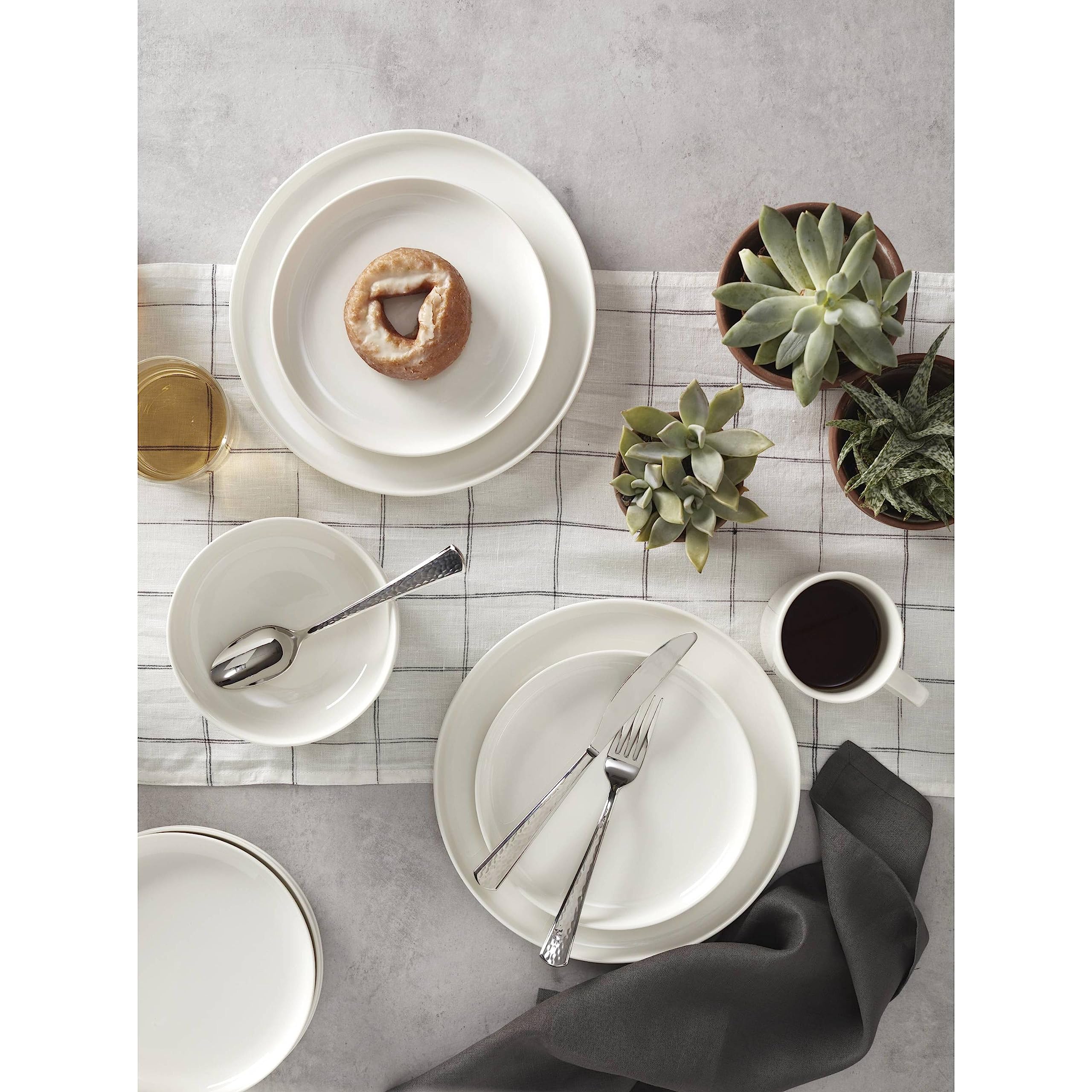 Oneida White 24 Seven Piece Dinnerware Set, 12 Count, Dorm Necessities, Dorm Essentials