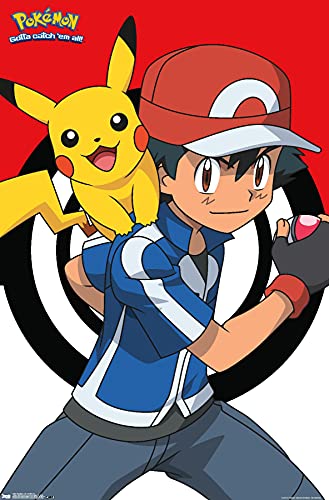 Trends International Pokémon - Ash And Pikachu Wall Poster, 22.375" x 34", Unframed Version