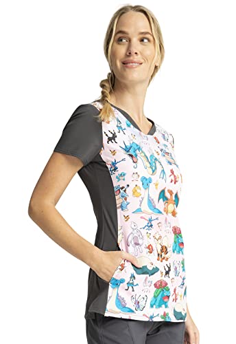 Tooniforms Women Scrubs Top V-Neck Plus Size TF749, 3XL, Pokemon Party