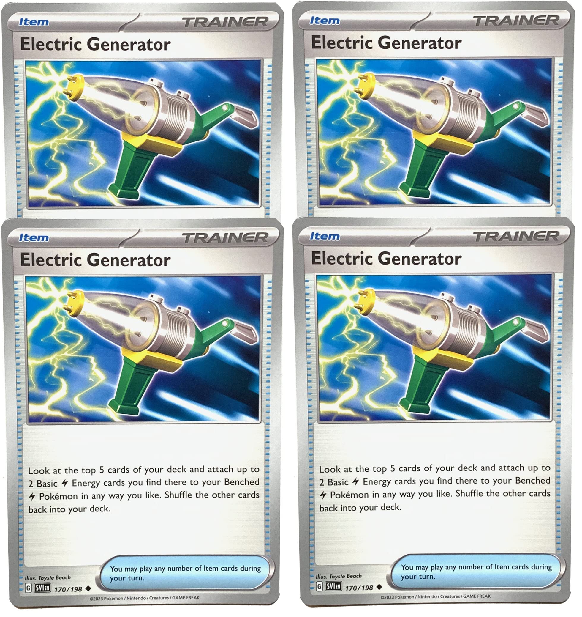 Electric Generator 170/198 - Scarlet & Violet - Pokemon Trainer x4 Card Lot - Playset 4X