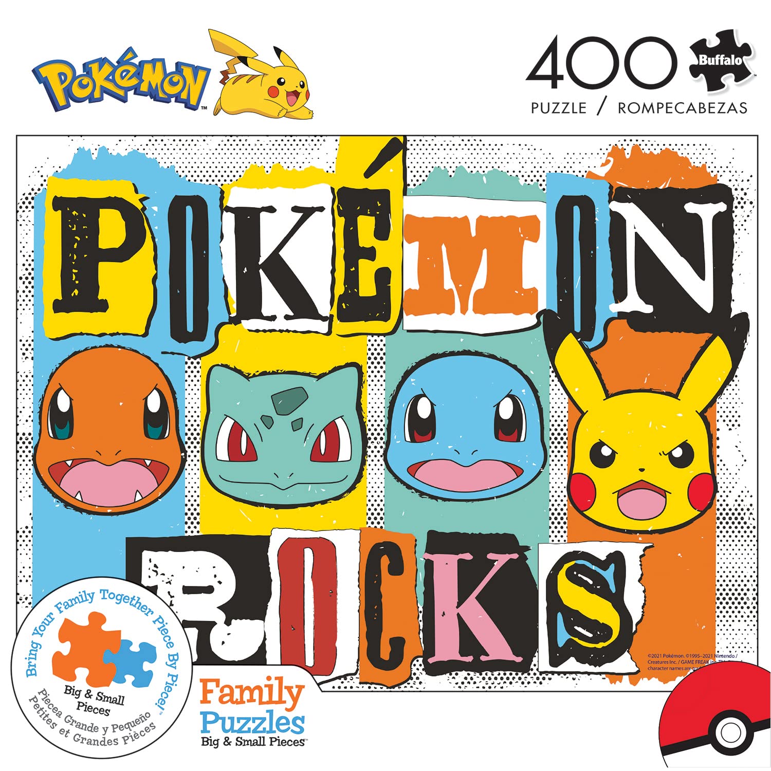 Buffalo Games - Pokémon - Pokemon Rocks - 400 Piece Jigsaw Puzzle for Families Challenging Puzzle Perfect for Game Nights - Finished Puzzle Size is 21.25 x 15.00