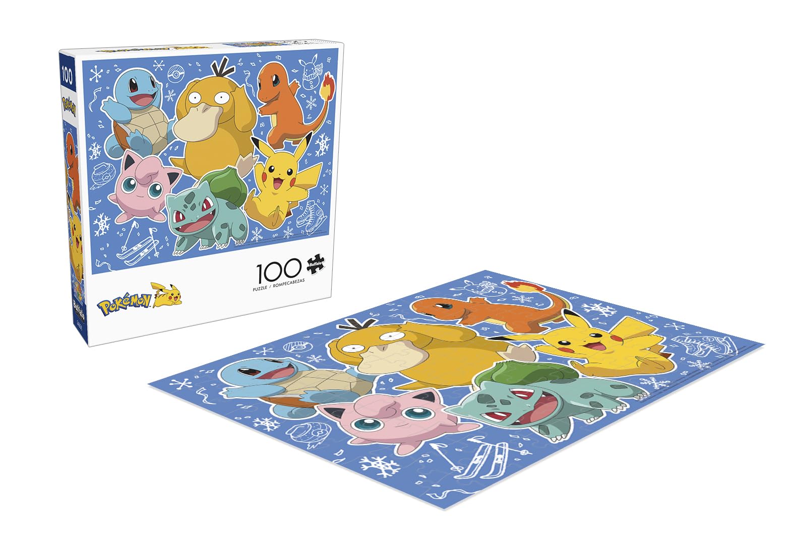 Buffalo Games - Pokemon- Kanto Holiday - 100 Piece Jigsaw Puzzle for Families -Challenging Puzzle Perfect for Game Nights - Finished Size is 15.00 x 11.00