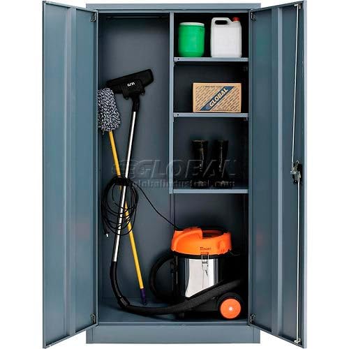 Global Industrial Assembled Janitorial Cabinet, 36x18x72, Gray
