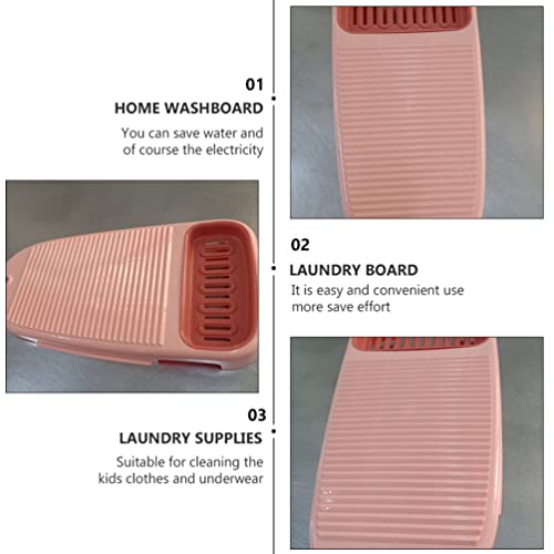 Angoily Laundry Washboard Plastic Laundry Washboard Portable Anti Skid Washing Board Old Fashioned Laundry Washer Manual Clothes Washing Tool for Home Travel Pink