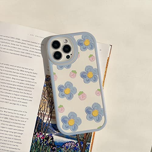 PNATEE Case Compatible for iPhone 13 Mini, Cute Flower Soft TPU Protective Bumper Cover Women Girls, Blue Floral Pattern Phone Case for iPhone 13 Mini (5.4 inch)