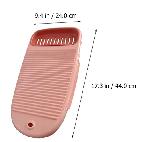 Angoily Laundry Washboard Plastic Laundry Washboard Portable Anti Skid Washing Board Old Fashioned Laundry Washer Manual Clothes Washing Tool for Home Travel Pink