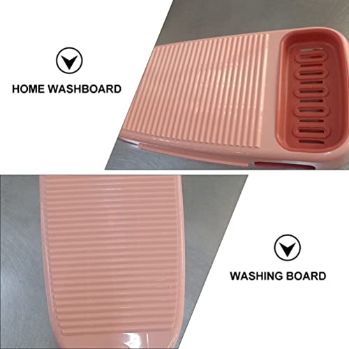 Angoily Laundry Washboard Plastic Laundry Washboard Portable Anti Skid Washing Board Old Fashioned Laundry Washer Manual Clothes Washing Tool for Home Travel Pink