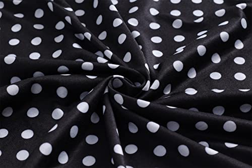 Work Dresses for Women Vintage Polka Dot Pockets Knee-Length Fit and Flare Summer A-Line Casual Peter Pan Collar Dresses 978 (Black Dot, L)