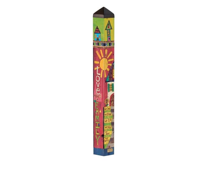 Studio M Family Home Art Pole House Rules Outdoor Decorative Garden Post, Made in USA, 40 Inches Tall