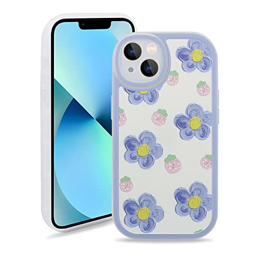PNATEE Case Compatible for iPhone 13 Mini, Cute Flower Soft TPU Protective Bumper Cover Women Girls, Blue Floral Pattern Phone Case for iPhone 13 Mini (5.4 inch)
