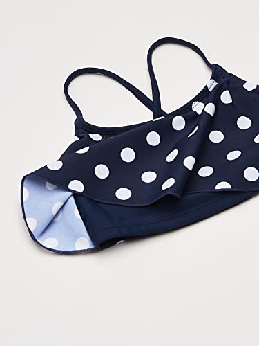 Kanu Surf Girls' Karlie Flounce Bikini Beach Sport 2 Piece Swimsuit, Suzie Navy Dot, 12