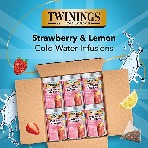 Twinings Cold Infuse Flavored Water Enhancer, Strawberry & Lemon, 12 Count (Pack of 6), Enjoy Hot or Iced