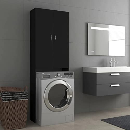 vidaXL Washing Machine Cabinet Home Bathroom Washroom Laundry Room Dryer Accessory Washer Cupboard Storage Shelf Rack Furniture High Gloss White