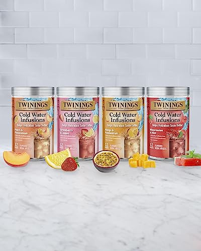 Twinings Cold Infuse Flavored Water Enhancer, Strawberry & Lemon, 12 Count (Pack of 6), Enjoy Hot or Iced