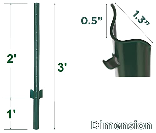 VASGOR 3 Feet Sturdy Duty Metal Fence Post – Garden U Post for Fencing - 10 Pack