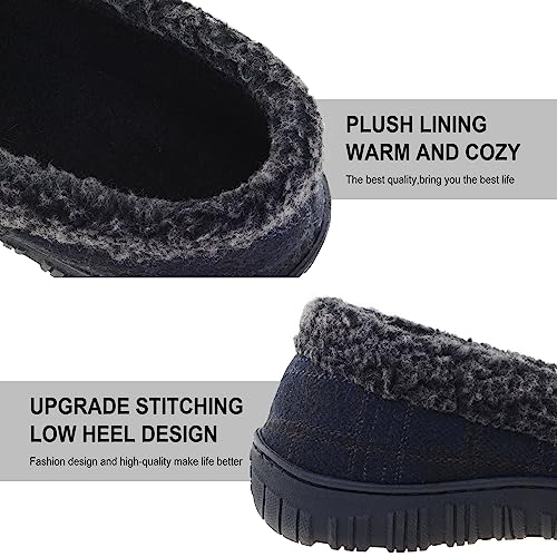 SKABIU Mens Moccasin Slippers House Shoes for Men Memory Foam Bedroom Slippers Black 10