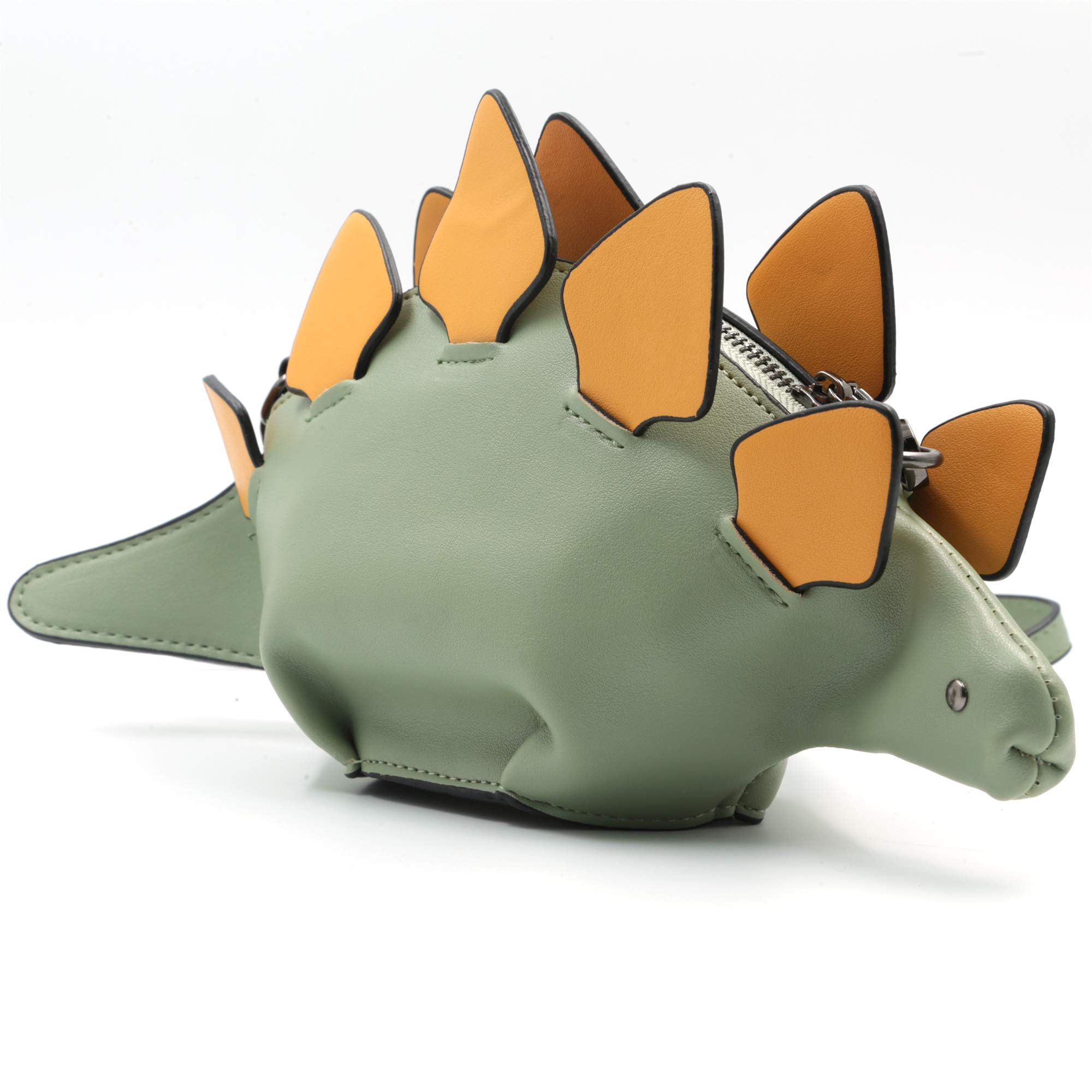 QiMing Dinosaur Shoulder Purses,PU Stegosaurus CrossBody Bag for Girl Women(Green)
