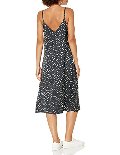 The Drop Women's Ana Silky V-Neck Midi Slip Dress, Black/White Polka Dot, L