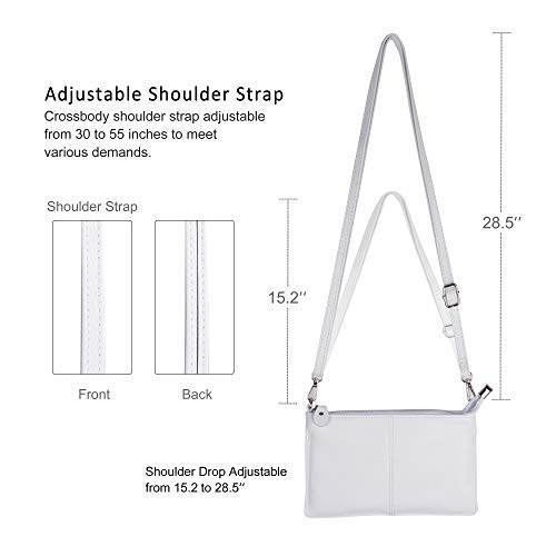 befen White Leather Wristlet Clutch Wallet Purse, Mini Crossbody Bag Shoulder Pouch for Women - Fit iPhone 15 Pro Max