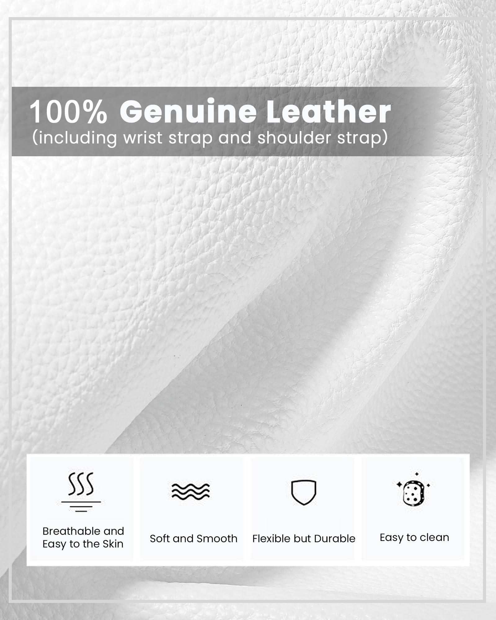 befen White Leather Wristlet Clutch Wallet Purse, Mini Crossbody Bag Shoulder Pouch for Women - Fit iPhone 15 Pro Max