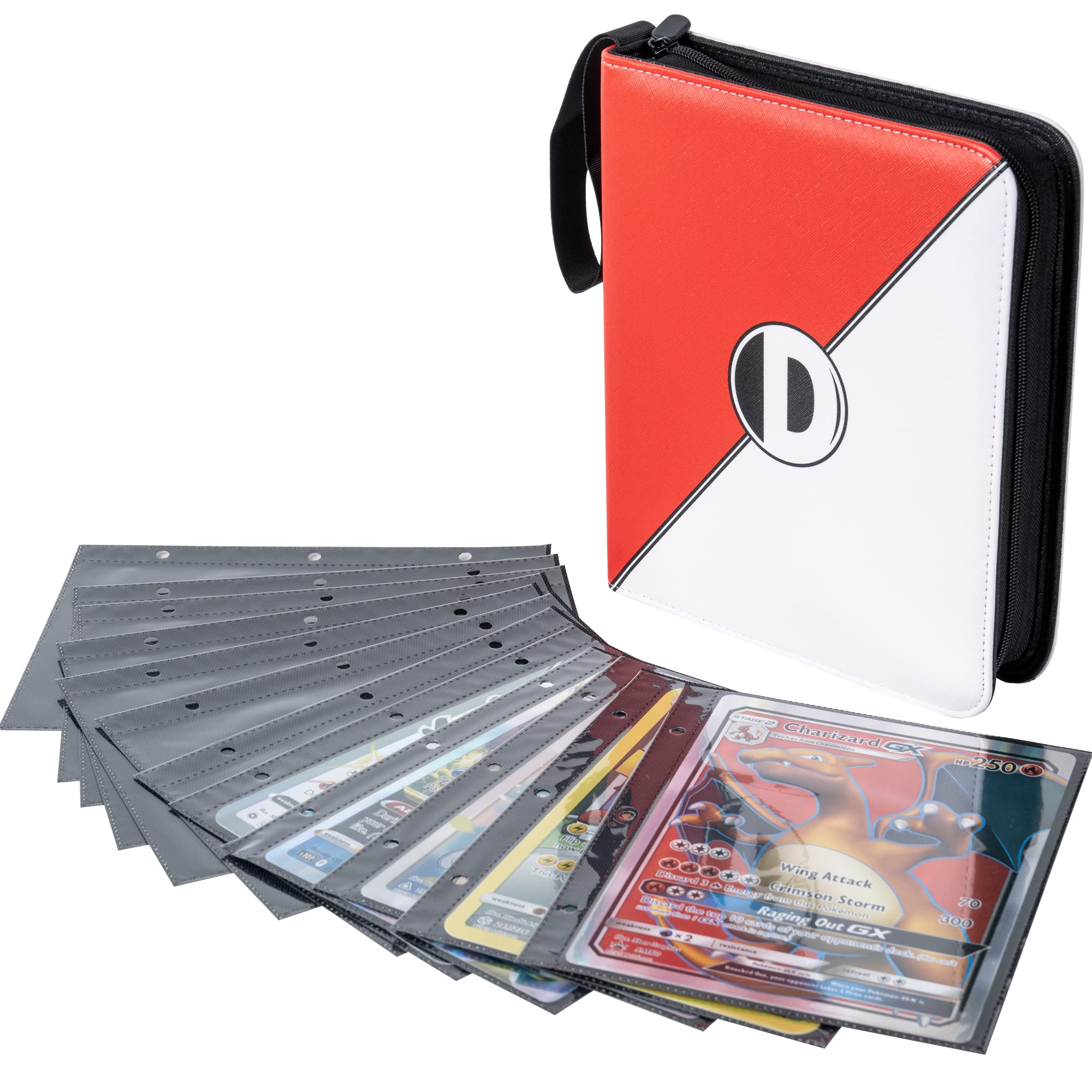 D DACCKIT Binder Compatible with Jumbo Cards, Holds 80 Jumbo Cards, Card Book with Jumbo Card Sleeves Compatible with OverSize Cards - XL Red