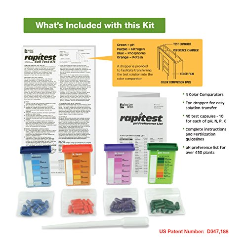 Luster Leaf 1601 Rapitest Test Kit for Soil pH, Nitrogen, Phosphorous and Potash, 1 Pack
