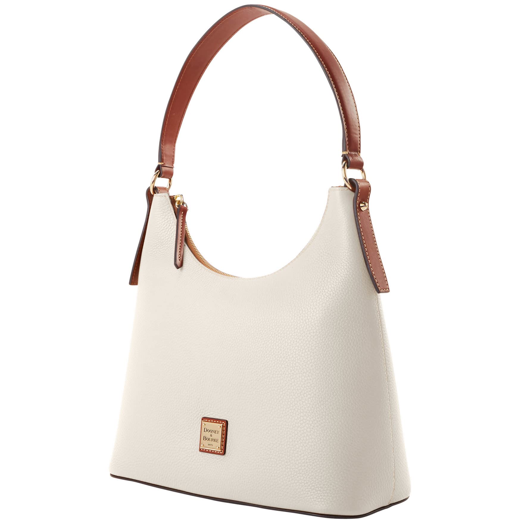 Dooney & Bourke Women's Hobo Bag in Pebble Grain Leather, Large Handbag with Single Shoulder Strap, White